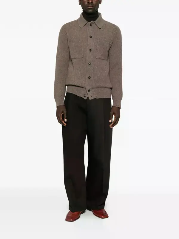 FILIPPO DE LAURENTIIS Ribbed-knit Patch-pocket Cardigan