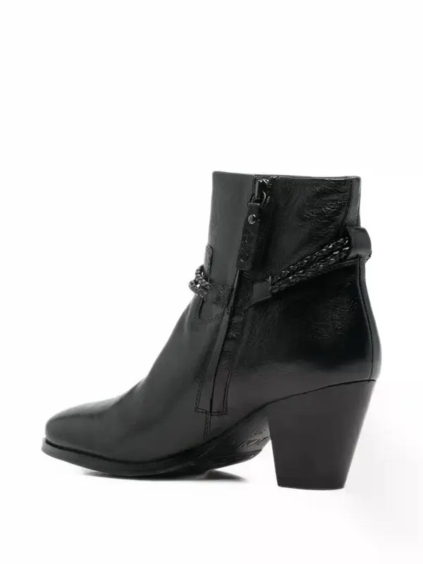 ZOLFO Braided-strap Leather Ankle Boots