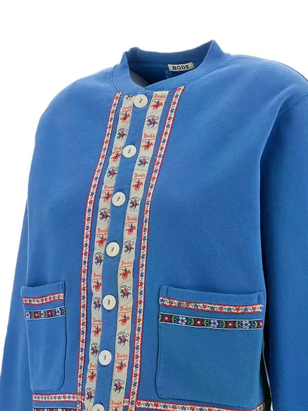 BODE Ribbon Embroidered Button-front Cardigan