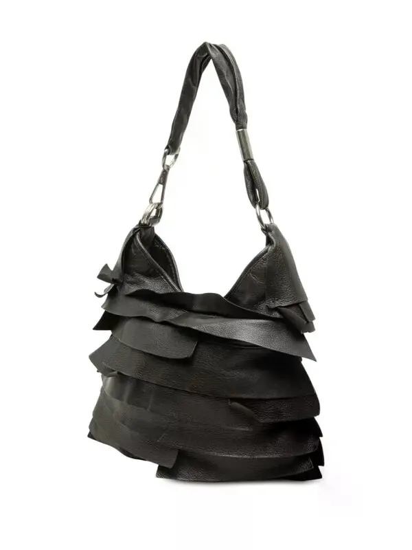 Saint Laurent 2000-2012 Small Ruffled Leather Saint Tropez Hobo Shoulder Bag