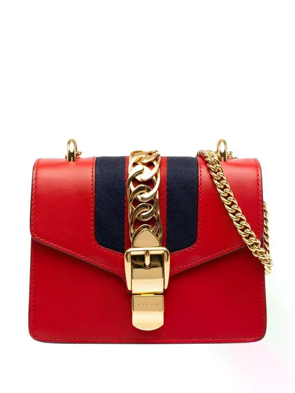 Gucci 2000-2015 Mini Calfskin Web Sylvie Chain Satchel - Red