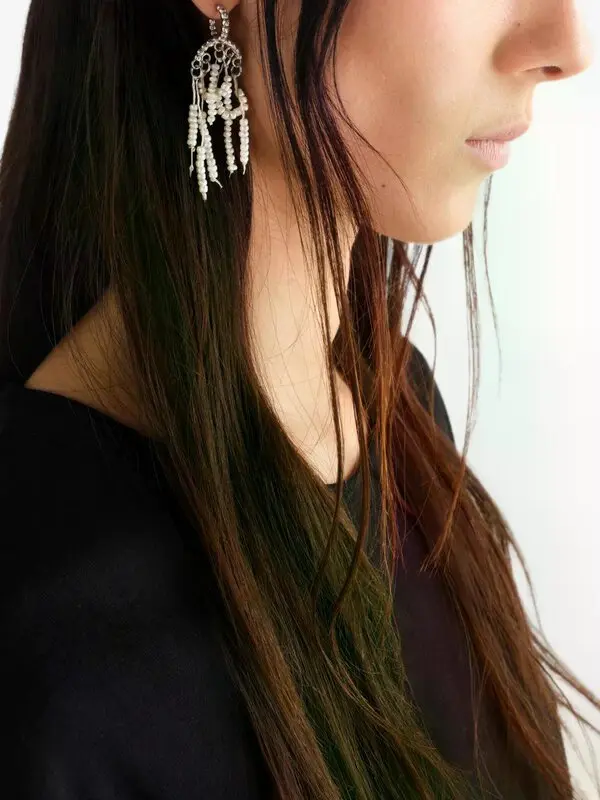 LEMAIRE Short Glass Bead Tassel Earrings