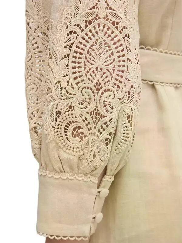 Luisa Spagnoli Provina Lace-trimmed Belted Midi Dress