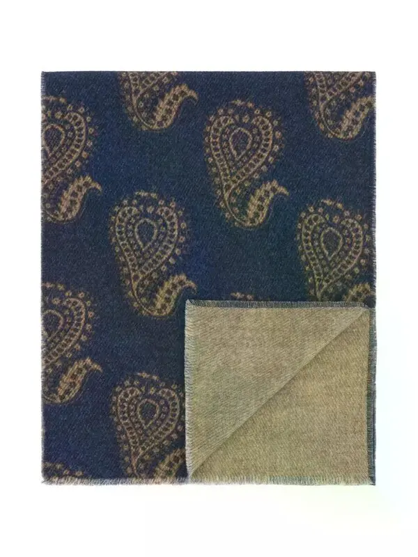 Boggi Milano Scarf With Macro Paisley Print In Wool
