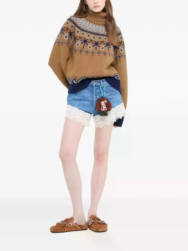 Alanui Sweet Winter Fair Isle Turtleneck Sweater - Brown