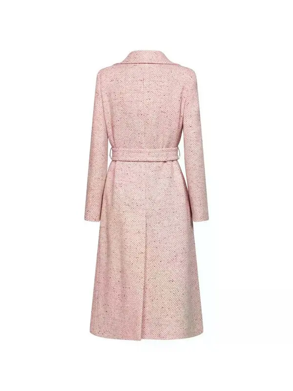 Tagliatore Molly Herringbone-pattern Belted Coat - Pink
