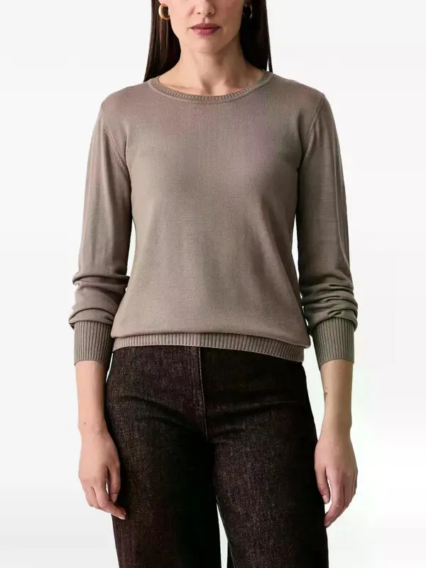 Luisa Spagnoli Mossa Long-sleeve Ribbed-trim T-shirt - Brown