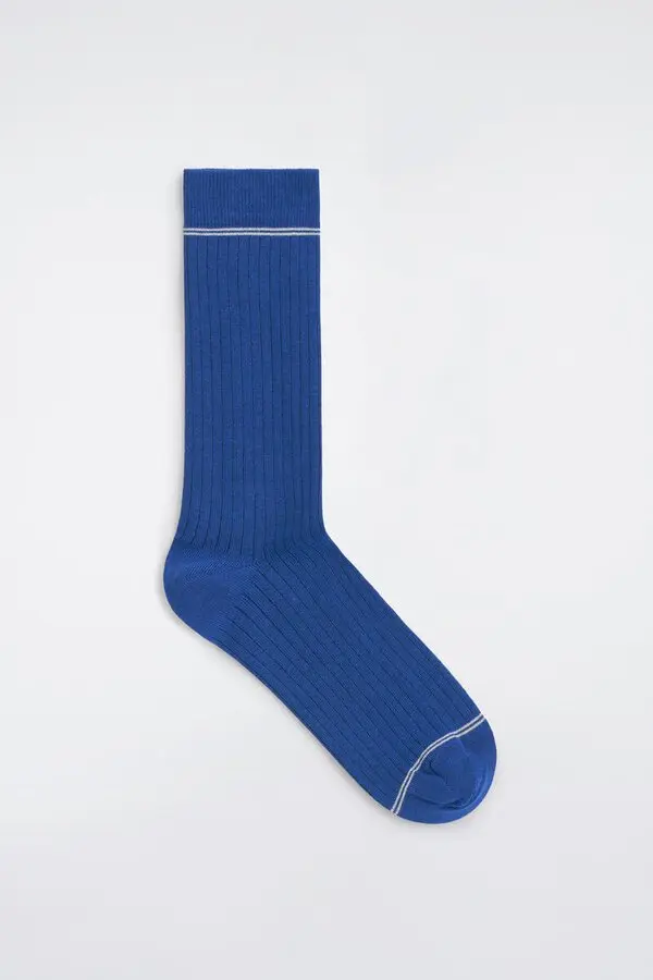 Cos Striped Ribbed Socks - Blue