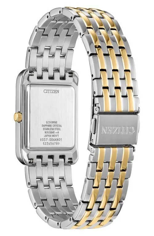 Citizen Classic Rectangular Solar Bracelet Watch - Two-tone