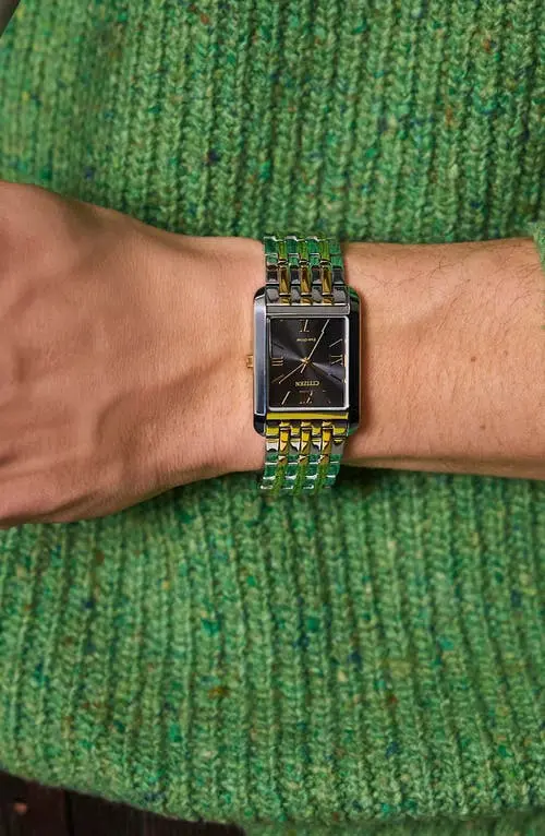 Citizen Classic Rectangular Solar Bracelet Watch - Two-tone