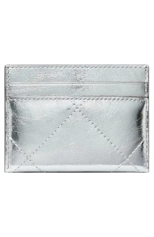 Tory Burch Kira Diamond Quilted Metallic Leather Card Case
