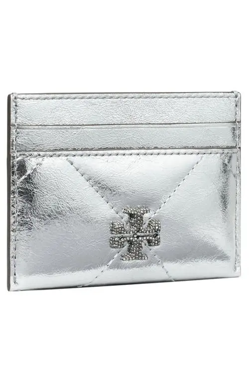 Tory Burch Kira Diamond Quilted Metallic Leather Card Case