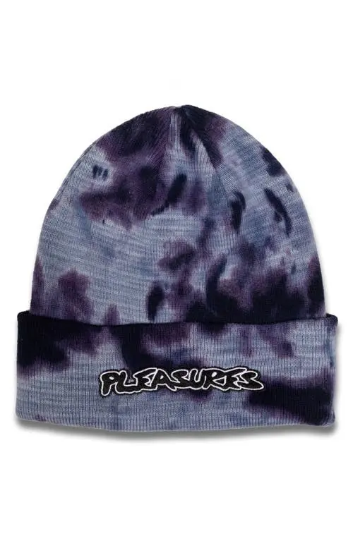 PLEASURES Backbone Tie Dye Beanie - Blue