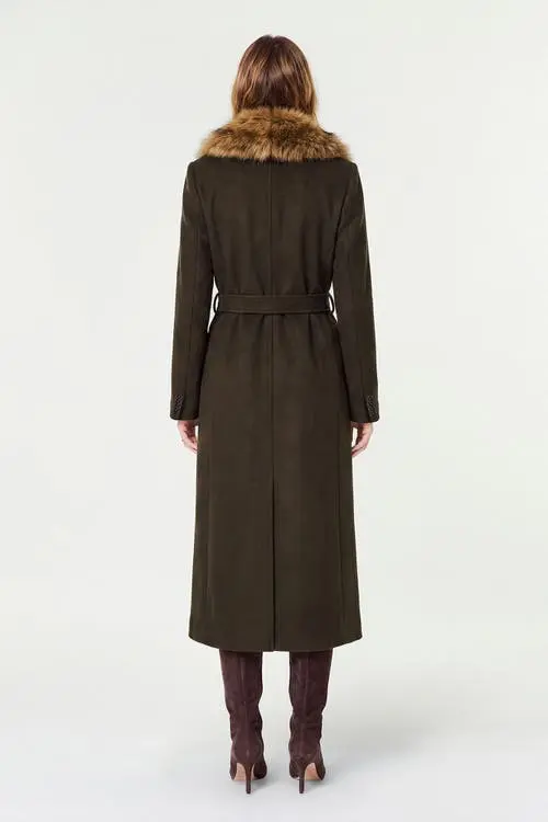 NICHOLAS Mae Coat With Faux Fur Collar