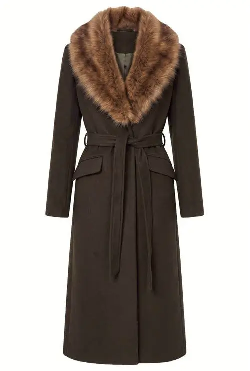 NICHOLAS Mae Coat With Faux Fur Collar