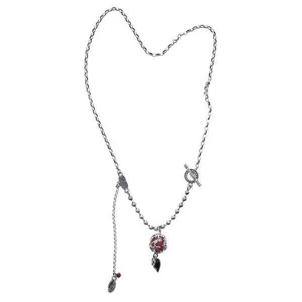 GEM KINGDOM Red Carnelian Pendant Necklace