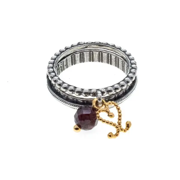 GEM KINGDOM Sterling Charm Stacking Ring Set - Silver