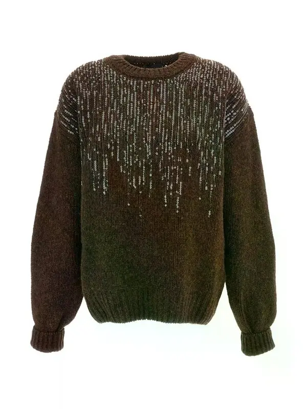 HAIKURE Sequin-embellished Ribbed-knit Sweater