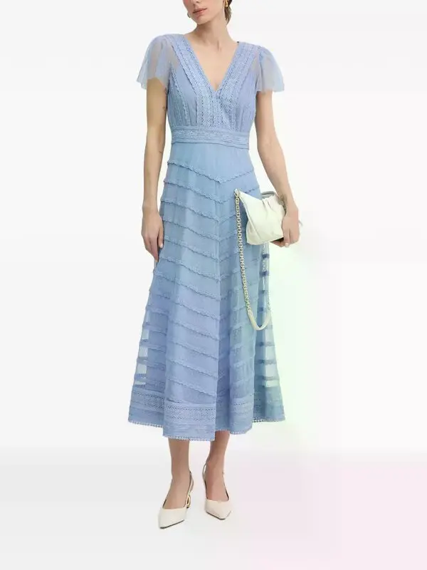 Luisa Spagnoli Prontezza Lace-trimmed Tiered Midi Dress