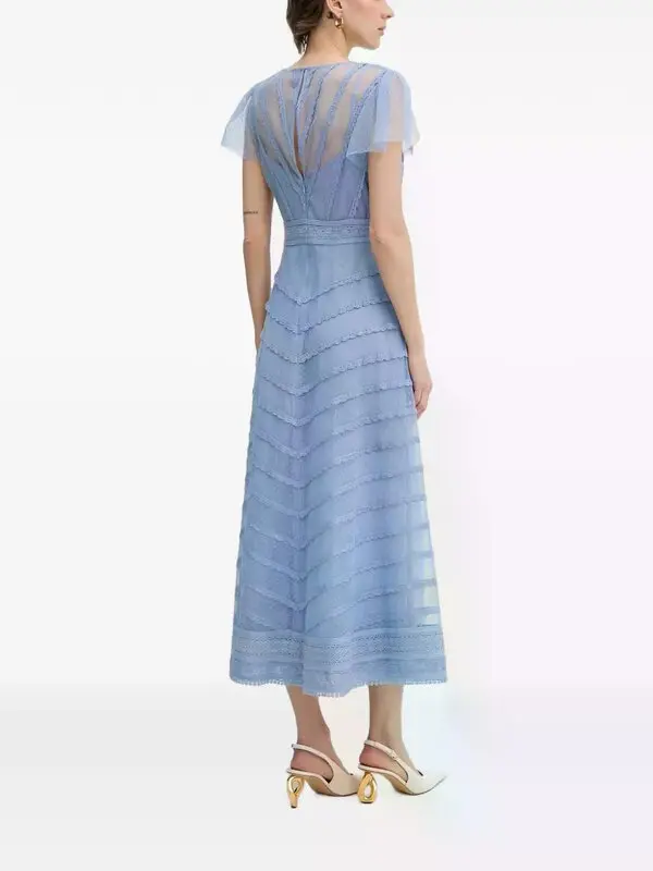 Luisa Spagnoli Prontezza Lace-trimmed Tiered Midi Dress