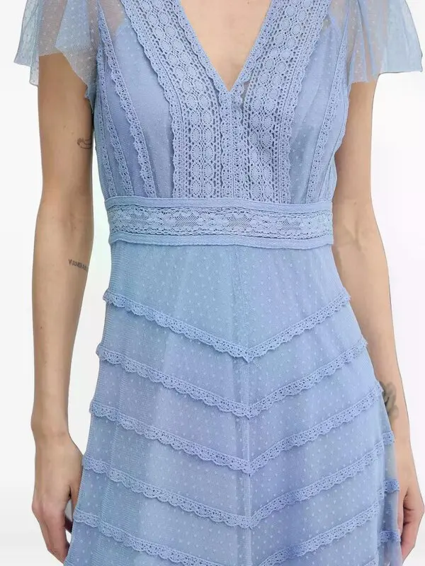 Luisa Spagnoli Prontezza Lace-trimmed Tiered Midi Dress
