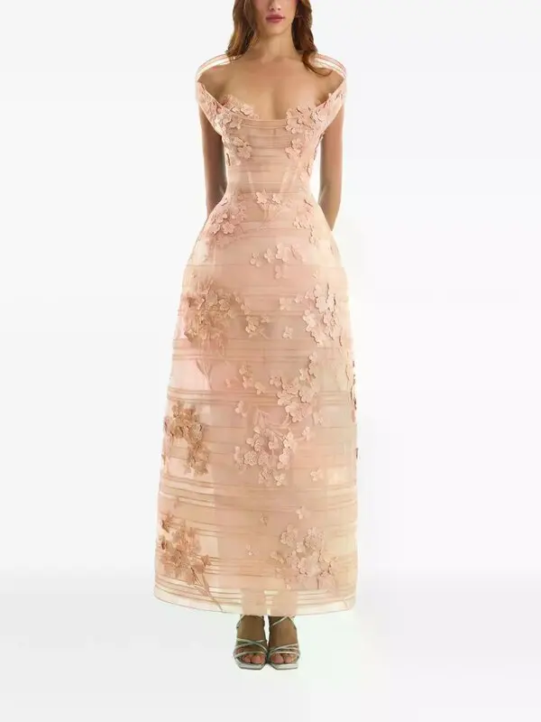 GEMY MAALOUF Embroidered Off-shoulder Dress