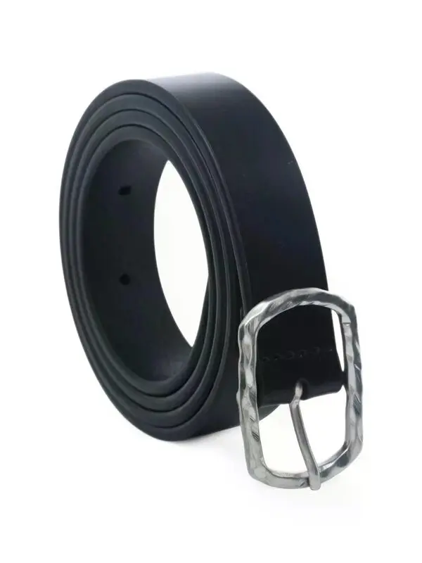 ANN DEMEULEMEESTER Garland Hammered-effect Buckle Belt - Black