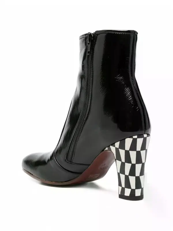Chie Mihara Manel Checkered-heel Ankle Boots