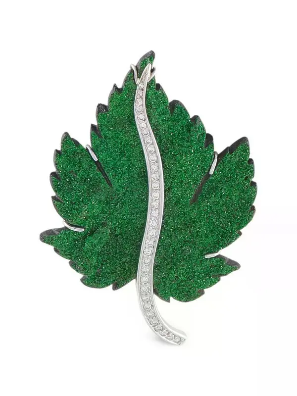 LB EXCLUSIVE Diamond And Garnet Leaf Brooch
