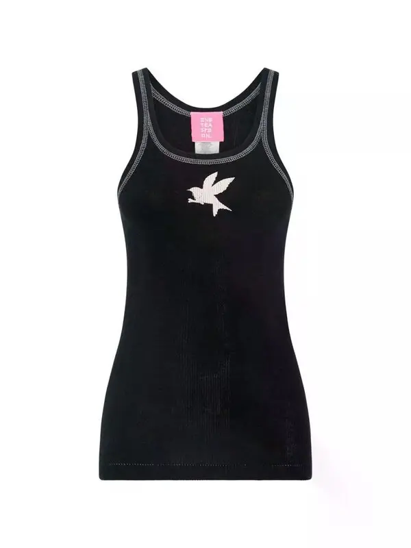 ONETEASPOON Jett Bird-patch Ribbed Vest