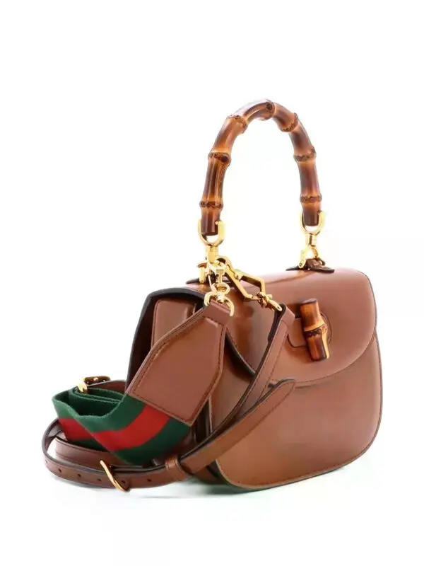 Gucci Bamboo 1947 Top Handle Bag Leather Small Satchel - Brown