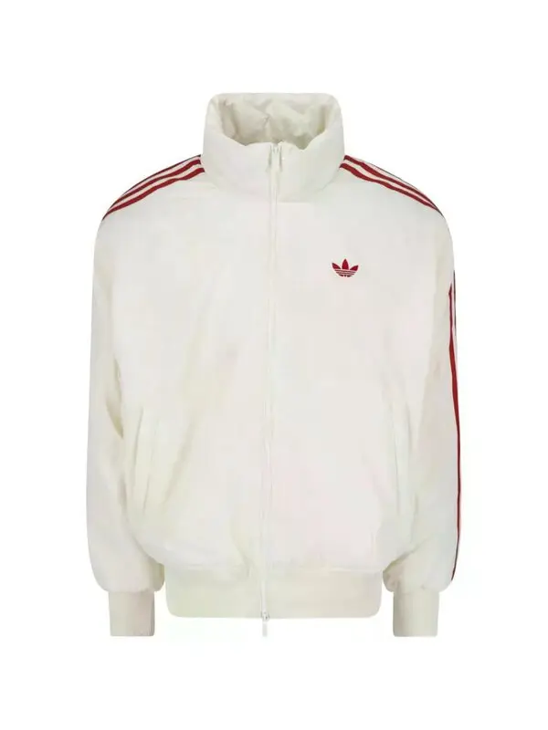 Adidas Logo-embroidered Stripe-detail Sweatshirt - Neutrals