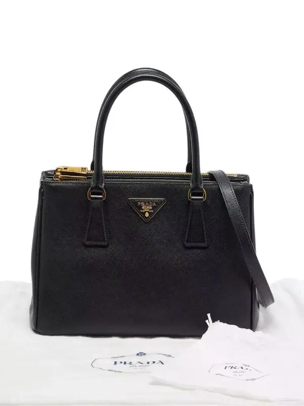 Prada Small Galleria Saffiano Lux Leather Tote Bag - Black