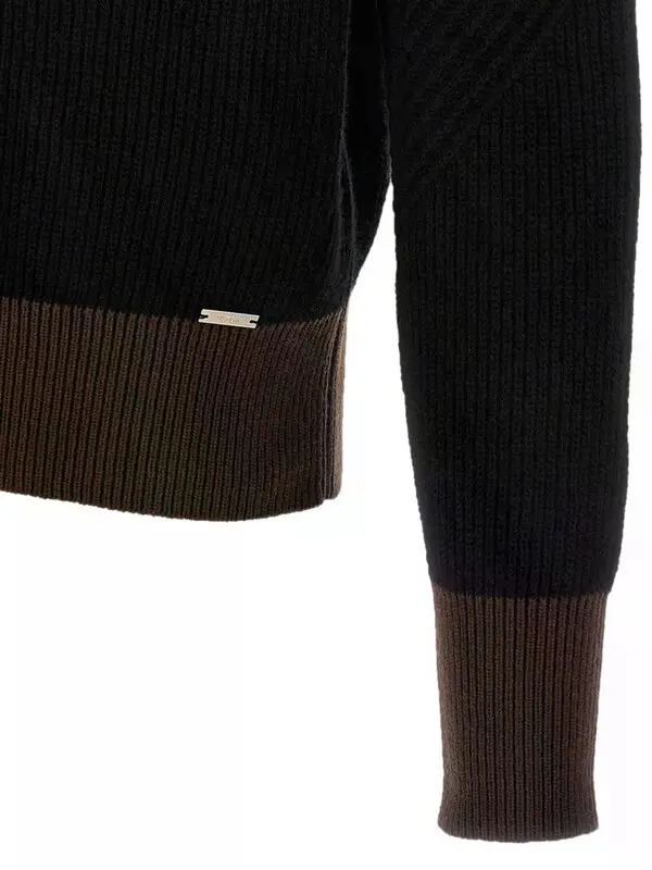 Kiton Color-block Ribbed-knit Sweater