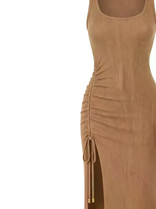 Michael Kors Ribbed-knit Ruched-detail Dress