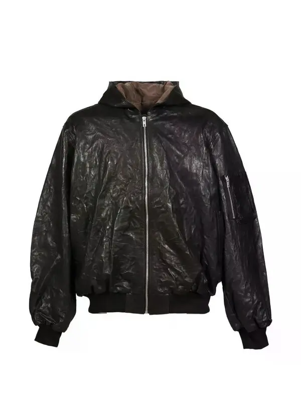 ALEXANDER DIGENOVA Hooded Leather Bomber Jacket
