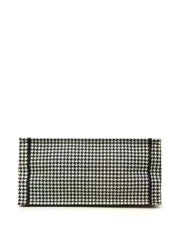 Dior 2019 Medium Canvas Houndstooth Embroidered Book Tote Bag - Black
