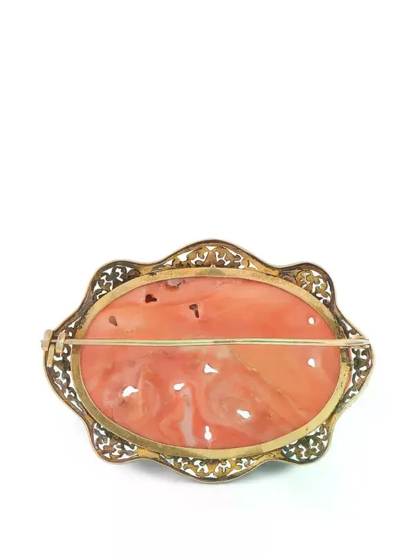 LB EXCLUSIVE Carved Coral Brooch - Gold