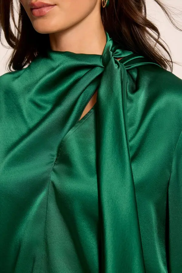 Ramy Brook Harry Silk Long Sleeve Blouse - Deep Emerald