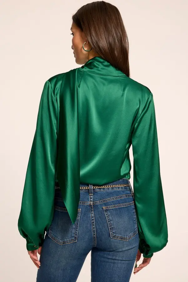 Ramy Brook Harry Silk Long Sleeve Blouse - Deep Emerald