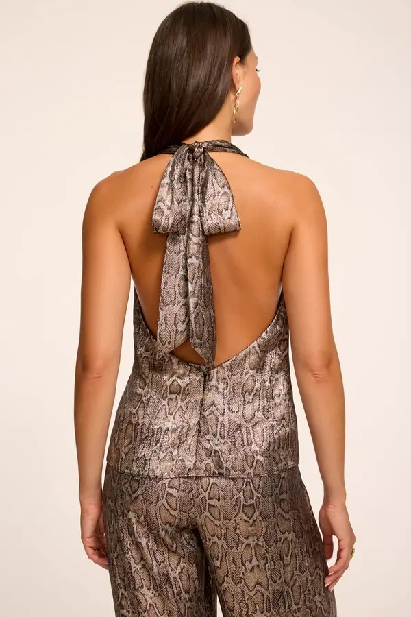 Ramy Brook Ophelia Printed Metallic Deep V-neck Top