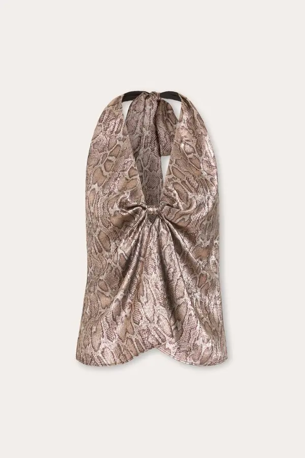 Ramy Brook Ophelia Printed Metallic Deep V-neck Top