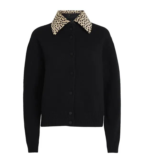 RÓHE Stretch-wool Cheetah-collar Cardigan