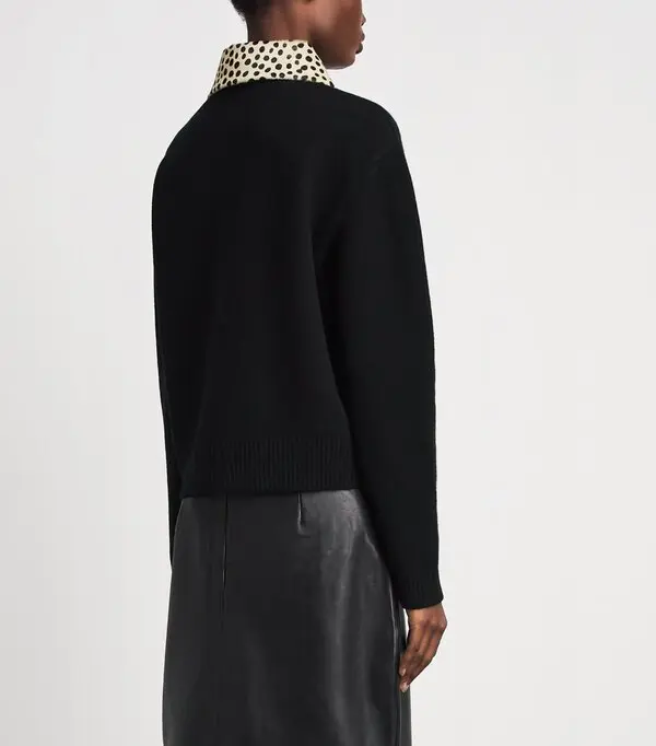 RÓHE Stretch-wool Cheetah-collar Cardigan