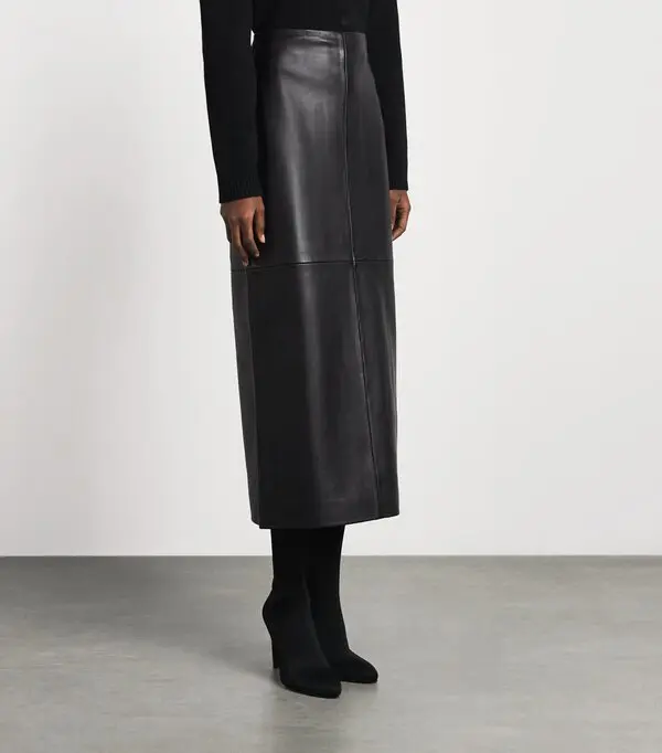 RÓHE Leather Pencil Midi Skirt