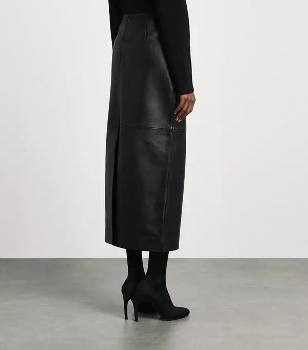 RÓHE Leather Pencil Midi Skirt