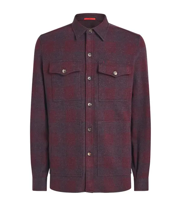 Isaia Wool Check Overshirt