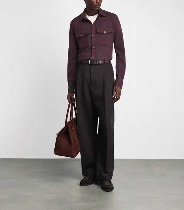 Isaia Wool Check Overshirt