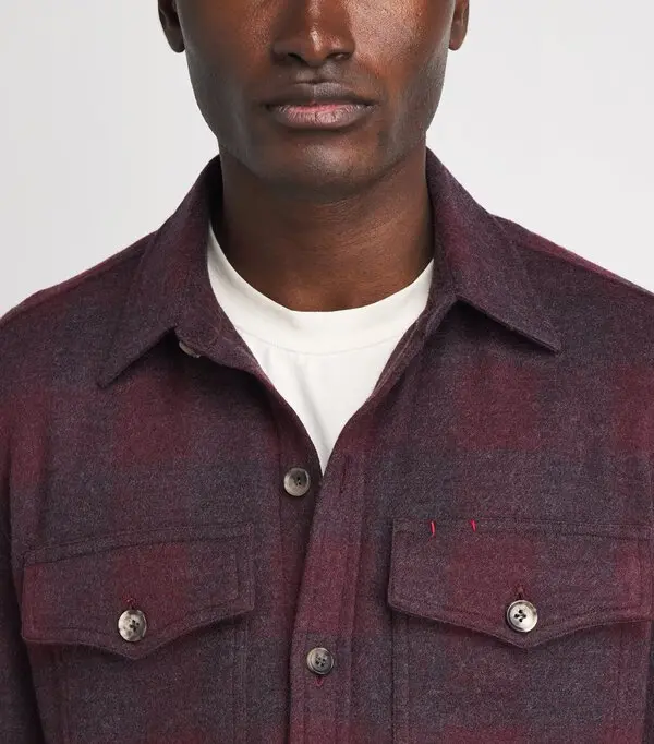 Isaia Wool Check Overshirt