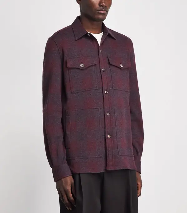 Isaia Wool Check Overshirt